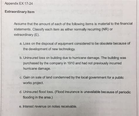 Solved Appendix EX Extraordinary Item Assume That The Chegg Com