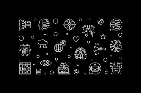 Intelligence Artificielle Technologie Ia Concept Vecteur Contour
