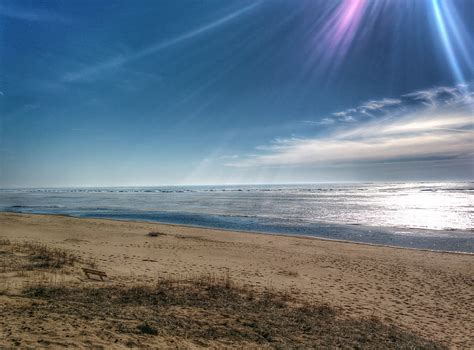 Wallpaper Sunlight Sea Shore Sand Reflection Sky Clouds Beach