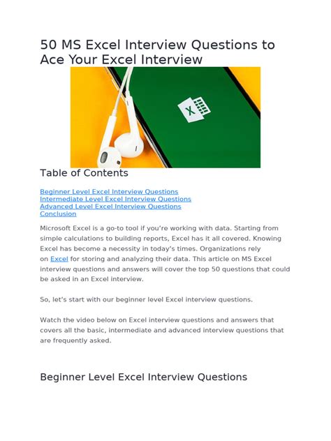 50 Ms Excel Interview Questions To Ace Your Excel Interview For Da