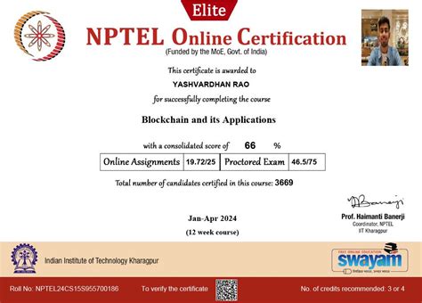 yashvardhan m rao on linkedin blockchain nptel iitkharagpur crypto