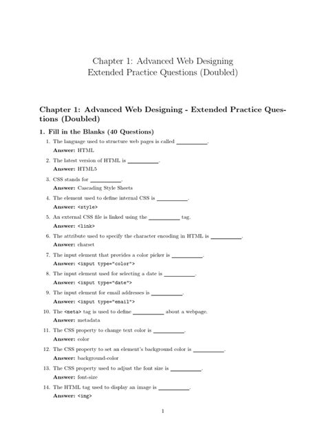 Chapter 1 Advanced Web Designing Pdf Web Design Html