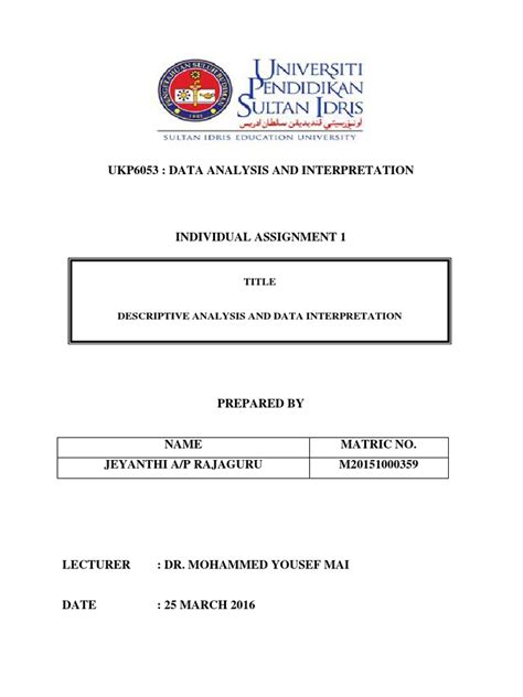 Assignment 1 Data Interpretation Pdf Median Mode Statistics