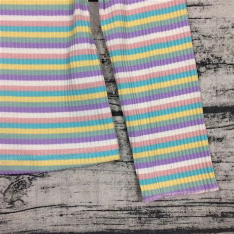 Cute Heart Sweet Rainbow Pastel Turtleneck Stripe Knit Long Sleeve