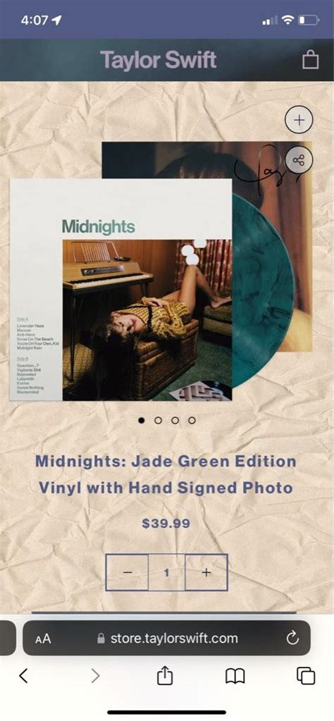 Taylor Swift Signed Midnights Jade Green Hobbies And Toys Music