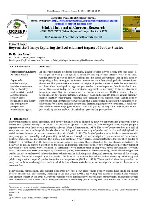 Pdf Beyond The Binary Exploring The Evolution And Impact Of Gender