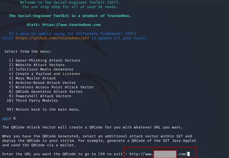 Social Engineering Toolkit Set Qrcode Generator Attack Vector Techarry