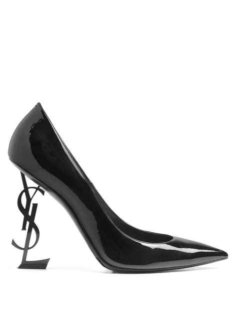 Lyst Saint Laurent Opium Logo Heel Patent Leather Pumps In Black
