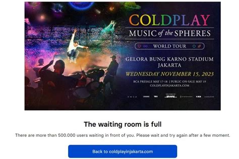 War Tiket Coldplay Jakarta 20 Menit Pertama Sudah Lebih Dari 500 000