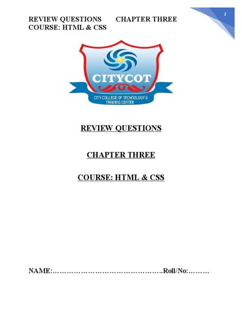 Review Questions Html And Css Pdf Hypertext Computer Programming