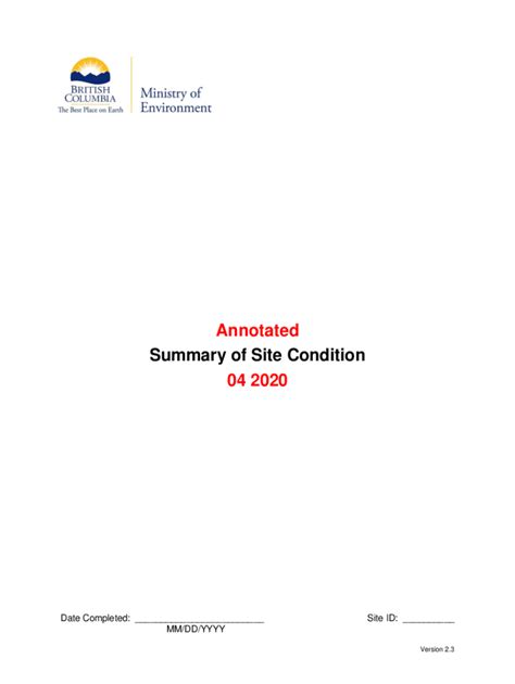 Fillable Online Summary Of Site Condition Csap Society Fax Email Fillable Online Summary Of Site Condition Csap Society Fax Email