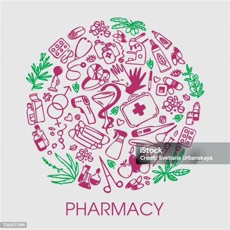 藥學背景與醫療符號醫療用品和藥房圖示的向量圖輪廓樣式旗幟海報複製空間向量圖形及更多健保和醫療圖片 健保和醫療 俄羅斯 分析 Istock