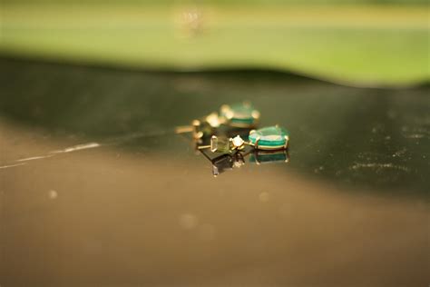Yellow Gold Stud Drop Earrings With Sapphires And Cabochon Peridotes