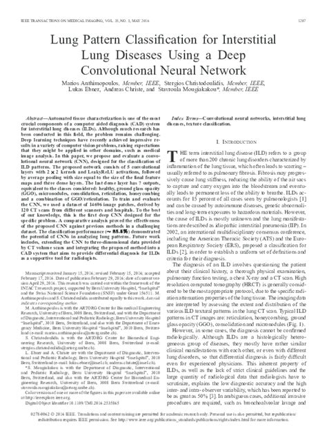 Pdf Lung Pattern Classification For Interstitial Lung Diseases Using A Deep Convolutional