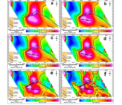 Upward Continuation Maps Showing The Variation In Subsurface Structure