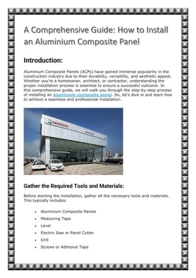 A Comprehensive Guide How To Install An Aluminium Composite Panel
