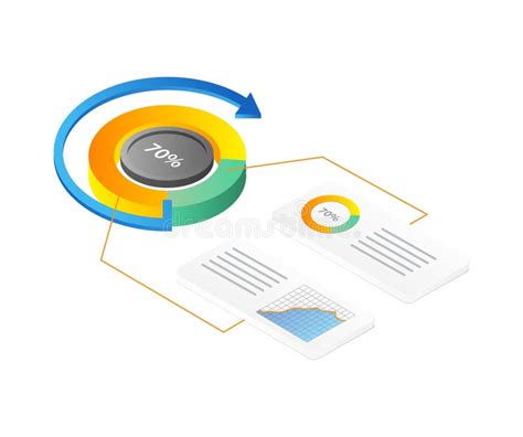 Flat 3d Illustration Concept Isometric Infographic Data Analysis Pie Chart Stock Illustration