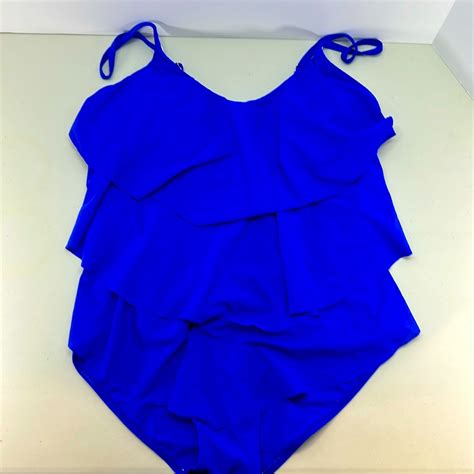 Royal Blue One Piece Swimsuit With Ruffles Gem