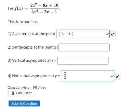 Solved Let F X 2x2 9x 103x2 2x 1 This Function Has A