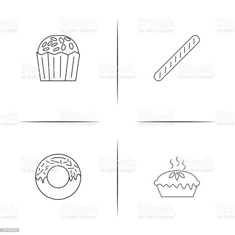 식품 및 음료 선형 간단한 벡터 아이콘 세트입니다 개요 아이콘 0명에 대한 스톡 벡터 아트 및 기타 이미지 0명 디자인 바게트 Istock