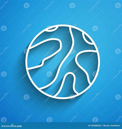 White Line Falling Stars Icon Isolated On Blue Background Meteoroid