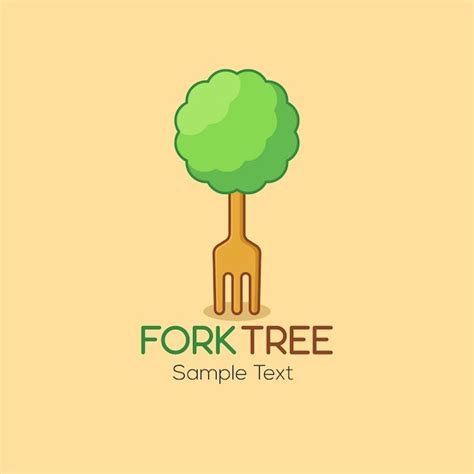포크 트리 로고 개념 프리미엄 벡터