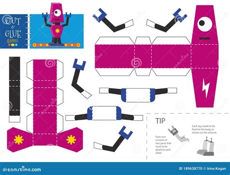 Cut And Glue Robot Toy Vector Illustration Worksheet Paper Craft And