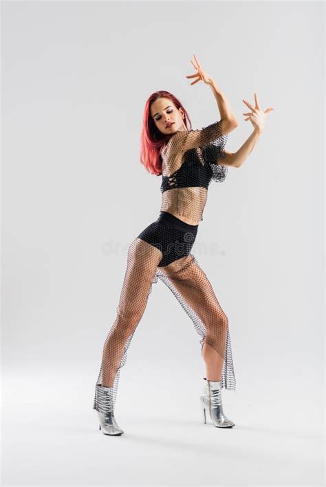 Pole Redhead Dancer Showing Her Body Stock Image Image Of Fitness