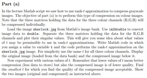 Solved In The Lecture Matlab Script We Saw How To Use Rank Chegg