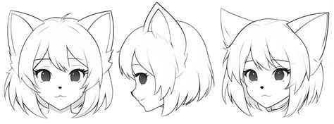 Furry Cat Girl Head Line Art By Marshmellofanatic On Deviantart