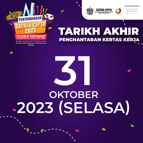 Tarikh Akhir Penghantaran Kertas Kerja Pertandingan Satria Cipta 2023 Komuniti Satria Cipta
