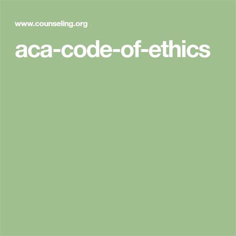 Updated Aca Code Of Ethics