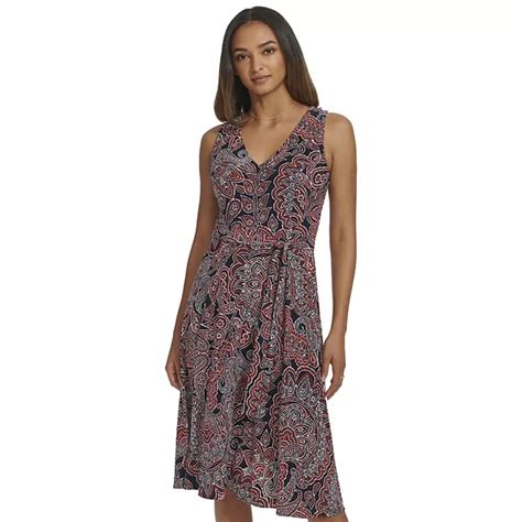 Womens Harper Rose Sleeveless V Neck Fit And Flare Midi Dress