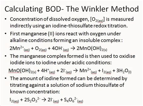 Winkler Method Titration For Dissolved Oxygen In Water For IB Redox
