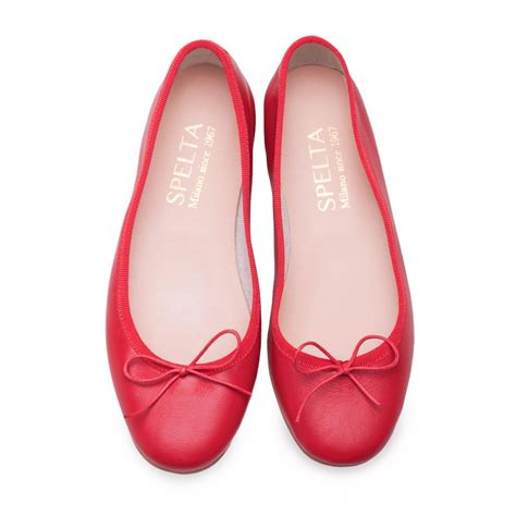 Ballet Flats Nappa Red Spelta Milano Pierotucci
