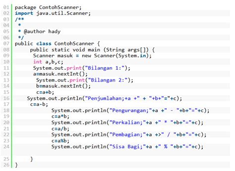 Contoh Scanner Pada Perkalian Penjumlahan Pengurangan Di Java Netbeans PTR Materi Teknik