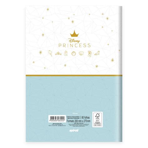 Caderno Universitário Capa Dura Costurado folhas Disney Princesas Spiral PT UN