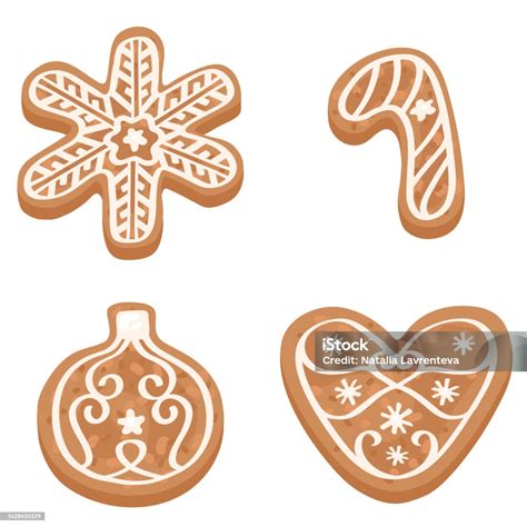 크리스마스 장식 장식 쿠키 세트 손으로 그린 벡터 일러스트레이션 웹 사이트 스티커 엽서에 적합합니다 갈색에 대한 스톡 벡터 아트 및 기타 이미지 Istock