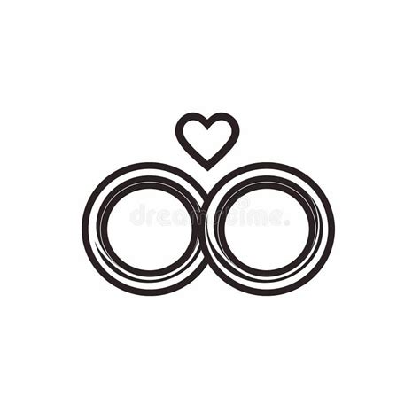 Minimalistic Vector Icon Featuring Two Interlocking Circles With A Heart Symbol Above Stock