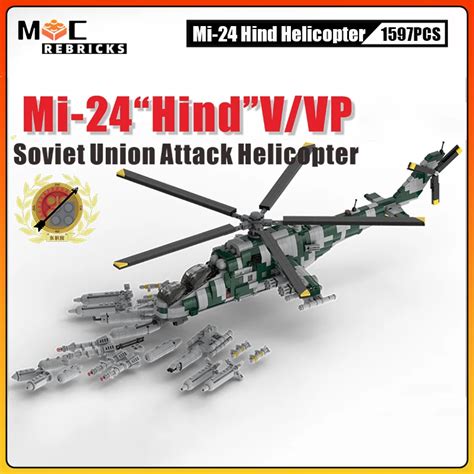 남아용 소련 연합 공군 Mi 24 후방 헬리콥터 Moc 빌딩 블록 Ww Ii 수송 항공기 적재 무기 모델 브릭 장난감