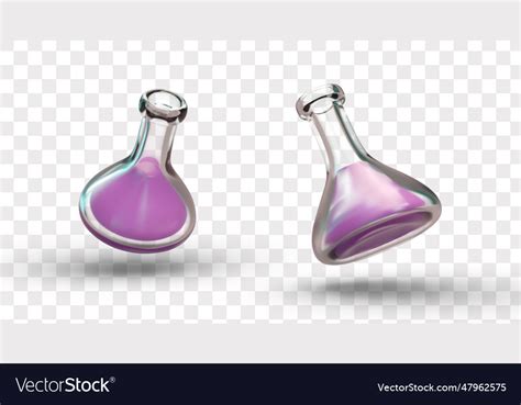 3d Triangular Round Flask With Narrow Neck Vector Image