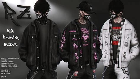 Second Life Marketplace Rz Y2k Denim Jacket Fatpack