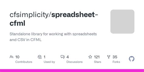 Github Cfsimplicityspreadsheet Cfml Standalone Library For Working