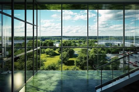 Sustainable Glass Office Building With Large Windows That Provide