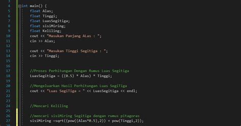 Tutorial C Belajar Pemograman C Program Menghitung Luas Dan Keliling SegiTiga Dengan C