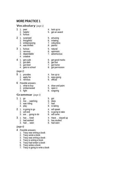 Answer Key Unit 1 Extra Exercises Pdf