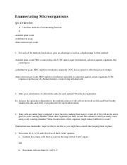 Enumerating Microorganisms Worksheet Docx Enumerating Microorganisms