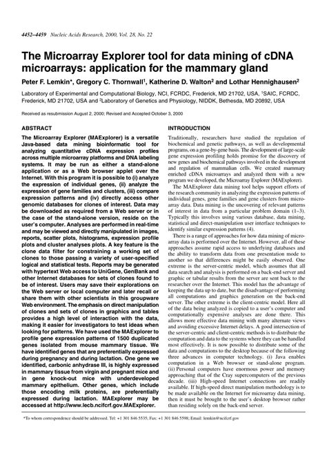 pdf the microarray explorer tool for data mining of cdna microarrays