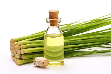 Premium AI Image | Lemongrass essential oil and fresh lemongrass ...
