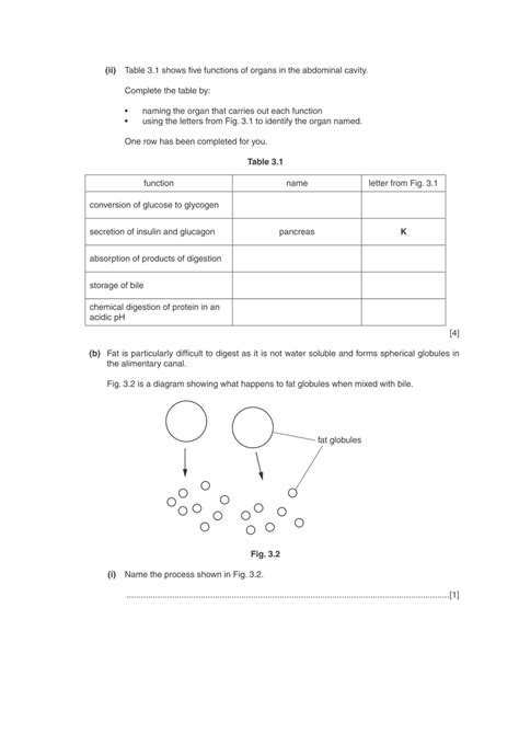 solution igcse biology topical past year questions human nutrition